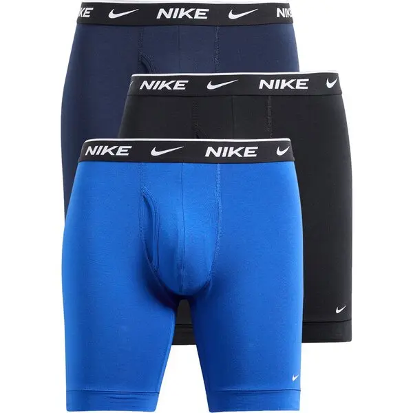 Nike 3-pack Essential Stretch Cotton Long Boxer Briefs - Blue/black Assorted