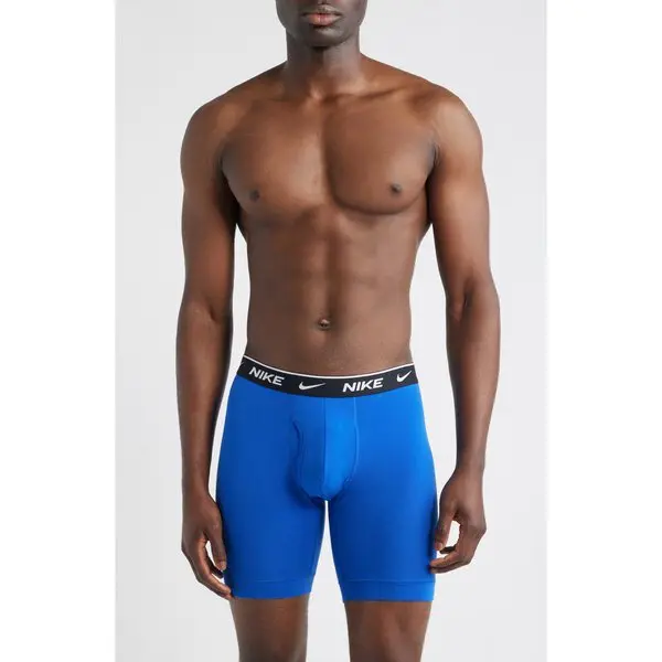 Nike 3-pack Essential Stretch Cotton Long Boxer Briefs - Blue/black Assorted