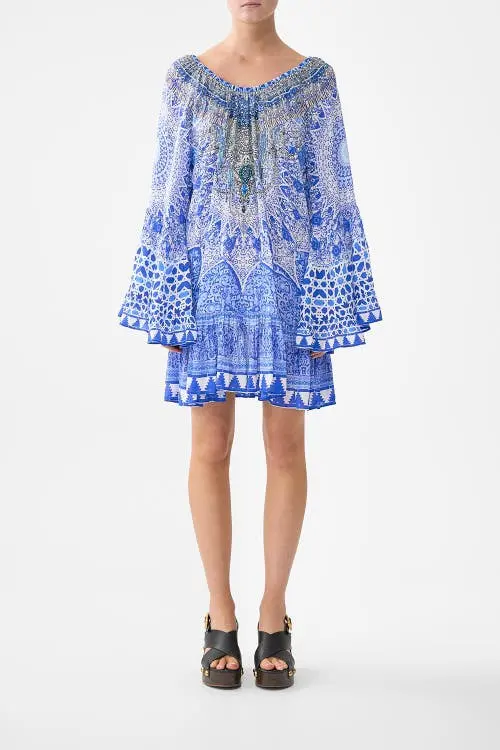 Camilla A-line Frill Dress - The Bosphorous