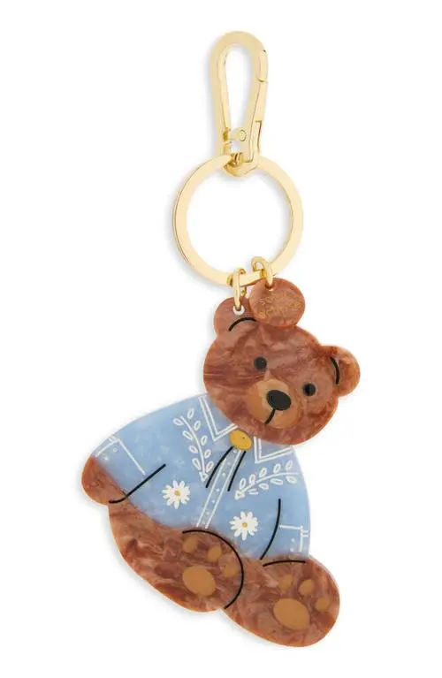 SOLAR ECLIPSE Hand Painted Cowboy Teddy Bear Key Chain Bag Charm - Blue