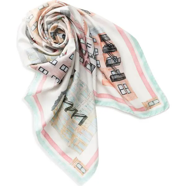 Lafayette 148 New York Pied-à-terre Print Cashmere & Silk Square Scarf - Cloud Multi