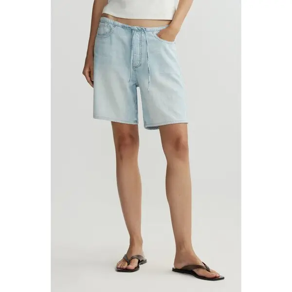 DL1961 Sienna Drawstring Low Rise Relaxed Denim Shorts - Poolside Aura