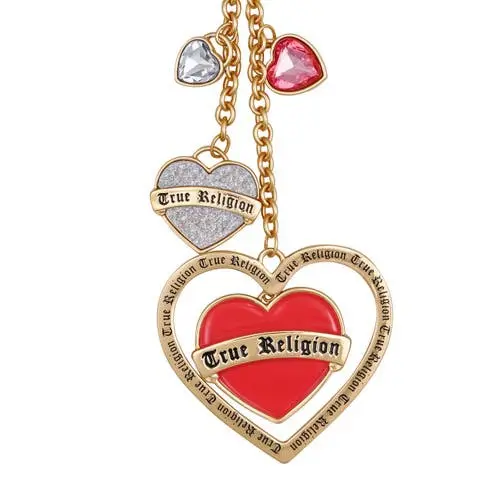 True Religion Triple Heart Logo Keychain