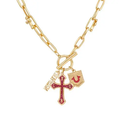 True Religion Rebel Charm Necklace - Gold Tone