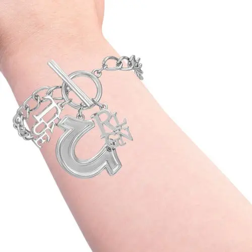 True Religion Horseshoe & Logo Charm Bracelet