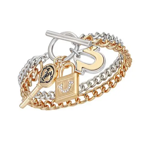 True Religion Two-tone Key & Lock Charm Bracelet - Two Tone