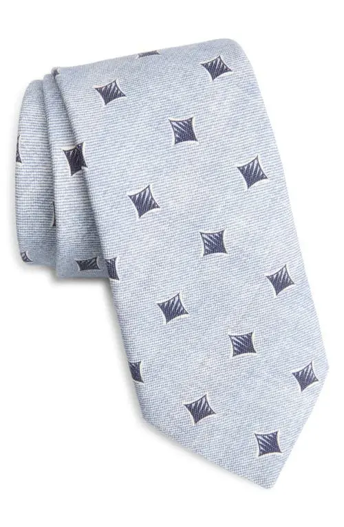 BOSS Geometric Cotton & Wool Tie - Light Blue Pastel/purple