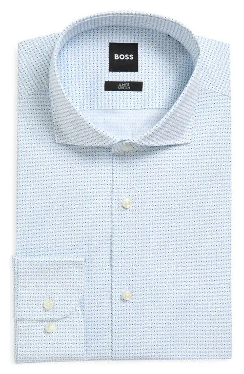 BOSS Hank Kent Slim Fit Stretch Cotton Dress Shirt - Light Pastel Blue