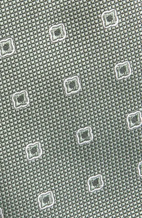 BOSS Geometric Silk Blend Jacquard Tie - Open Green