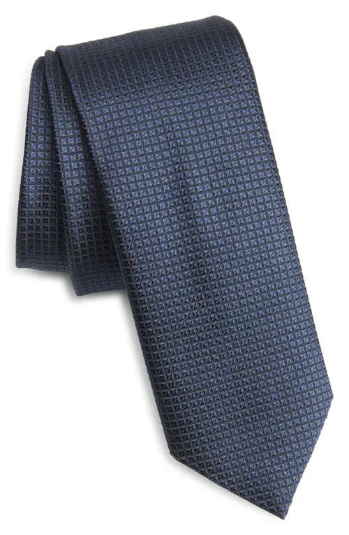 BOSS Silk Blend Jacquard Tie - Dark Blue