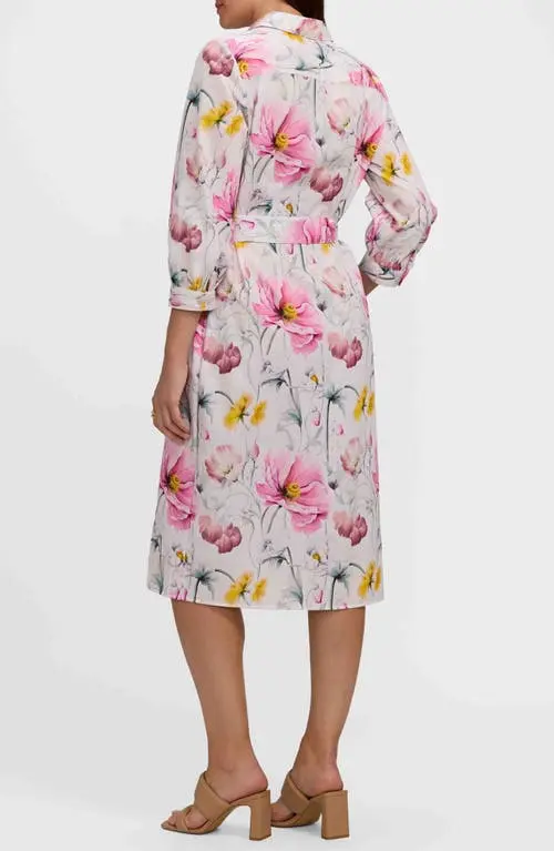 Foxcroft Esther Floral Belted Cotton Shirtdress