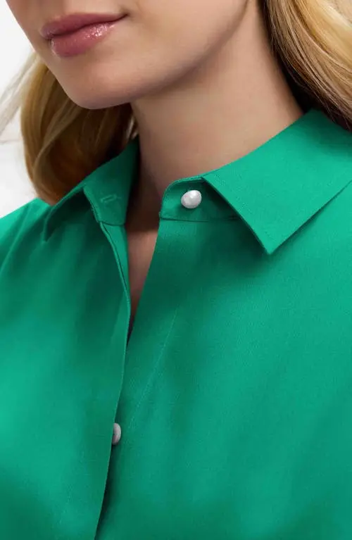 Foxcroft Beatrice Matte Satin Shirt - Kelly Green