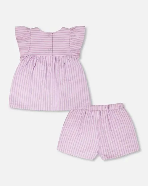 DEUX PAR DEUX Striped Top And Short Set