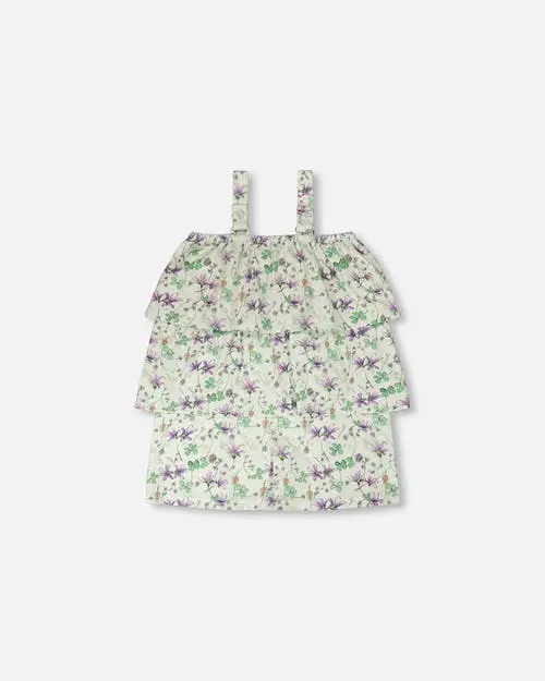 DEUX PAR DEUX Jersey Floral Romper With Tiers