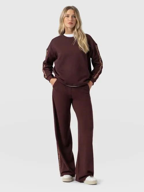 SAINT + SOFIA Victory Straight Leg Pant - Maroon Leopard