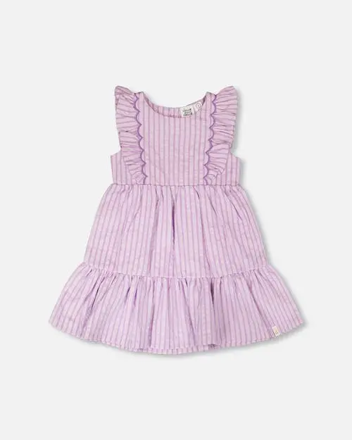 DEUX PAR DEUX Striped Sleeveless Dress With Flutter Ruffles