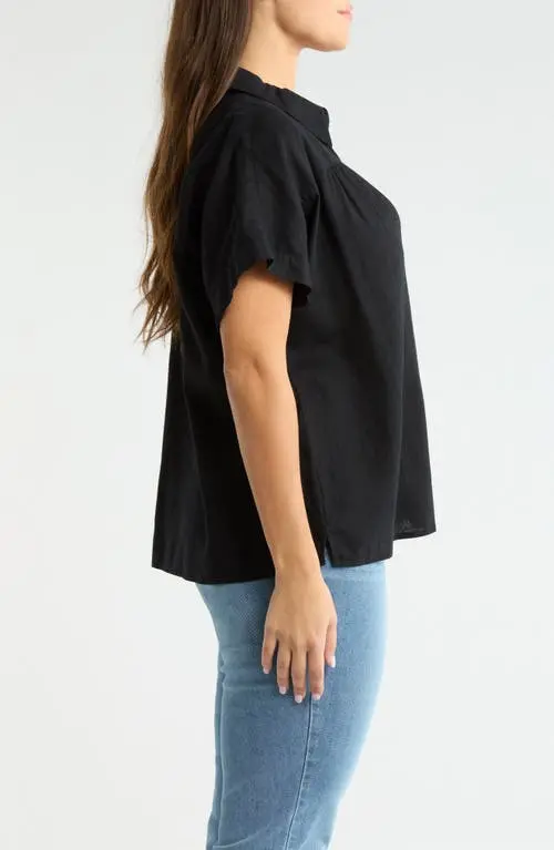 Caslon Linen Blend Button-up Shirt - Black