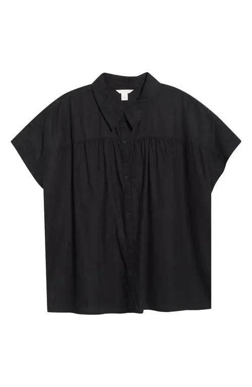Caslon Linen Blend Button-up Shirt - Black