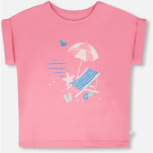 DEUX PAR DEUX Organic Cotton Jersey Short Sleeve Beach Chair T-shirt - Pink