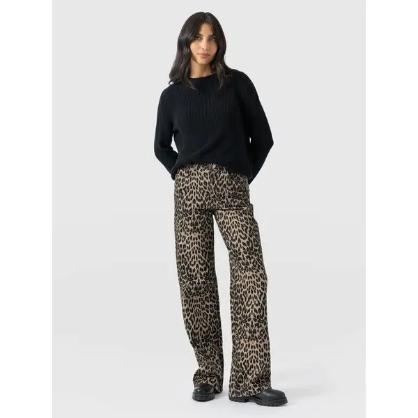SAINT + SOFIA Adjustable Wide Leg Jean - Leopard