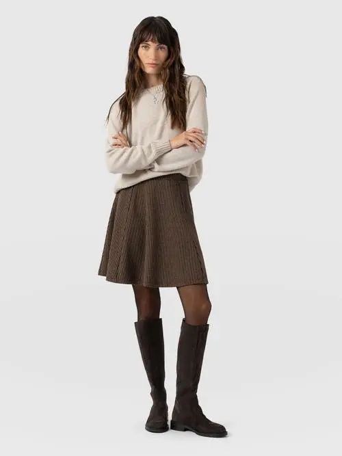 SAINT + SOFIA Macie Mini Skirt - Brown Mini Houndstooth