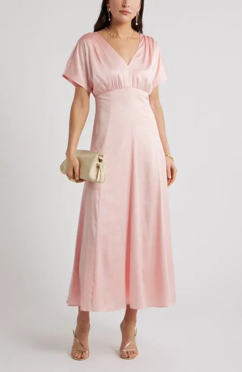 Chelsea28 Seamed Stretch Satin Maxi Dress - Pink Sky