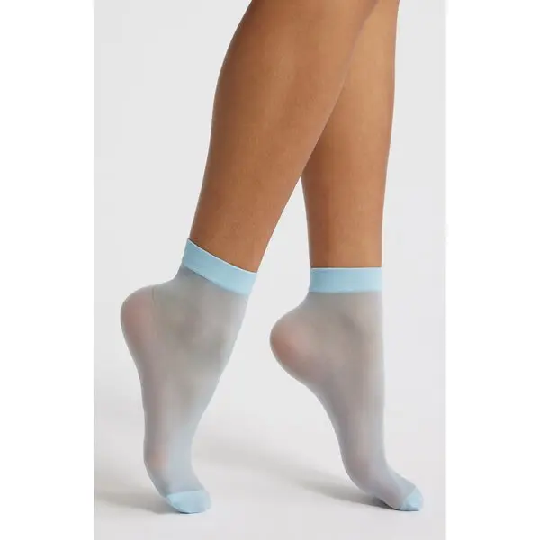 Hue Sheer Ankle Socks - Cerulean