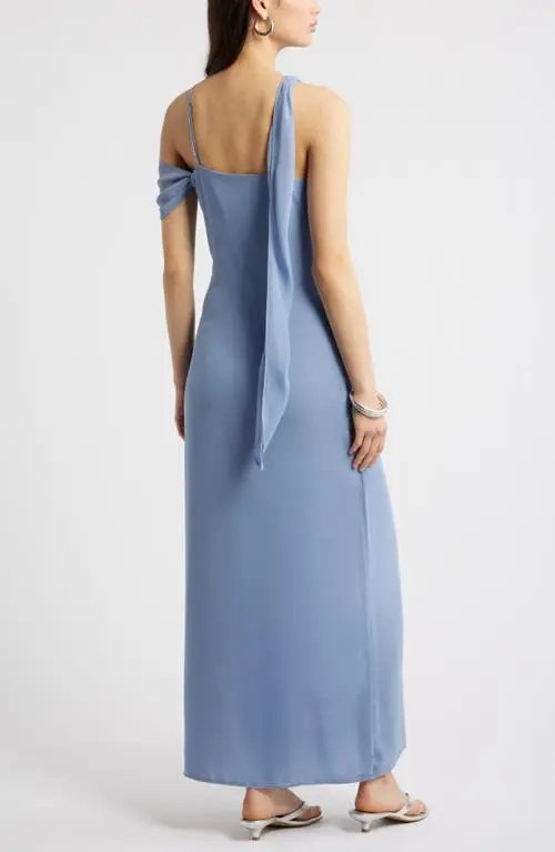 OPEN EDIT Asymmetric Chiffon Dress - Blue Umbra
