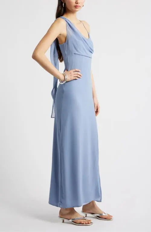 OPEN EDIT Asymmetric Chiffon Dress - Blue Umbra