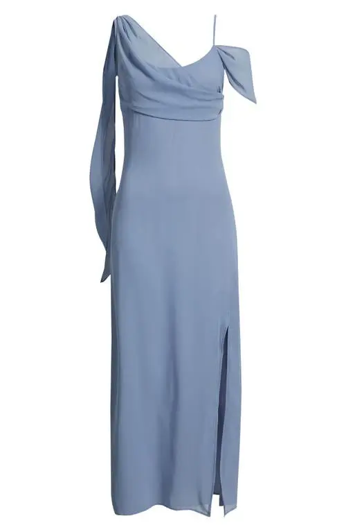 OPEN EDIT Asymmetric Chiffon Dress - Blue Umbra