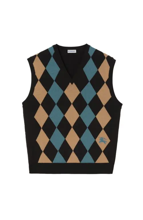 Burberry Argyle Wool Sweater Vest - Charred Brown