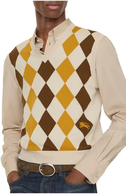 Burberry Argyle Wool Sweater Vest - Pear Yellow