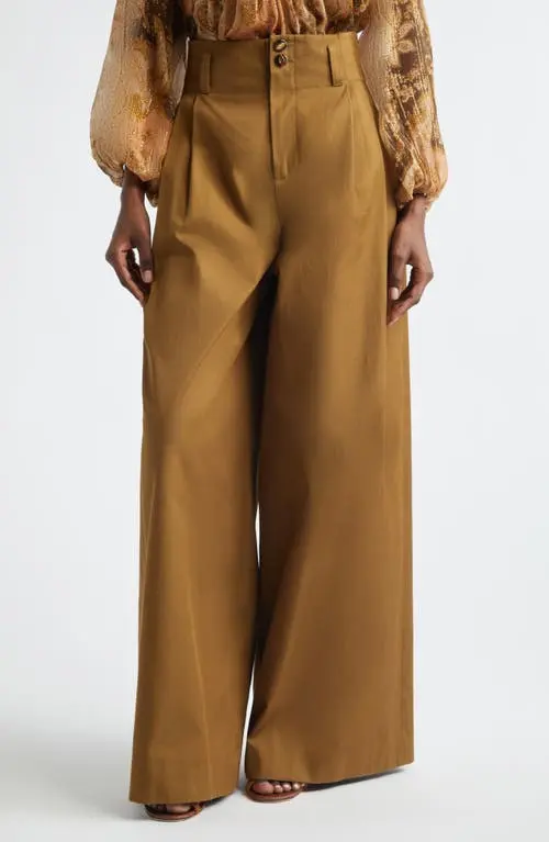 Zimmermann Luna Drill Tailored Trousers - Dark Khaki