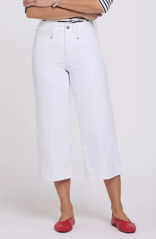NYDJ Brigitte Patch Pocket High Waist Wide Leg Capri Jeans - Optic White