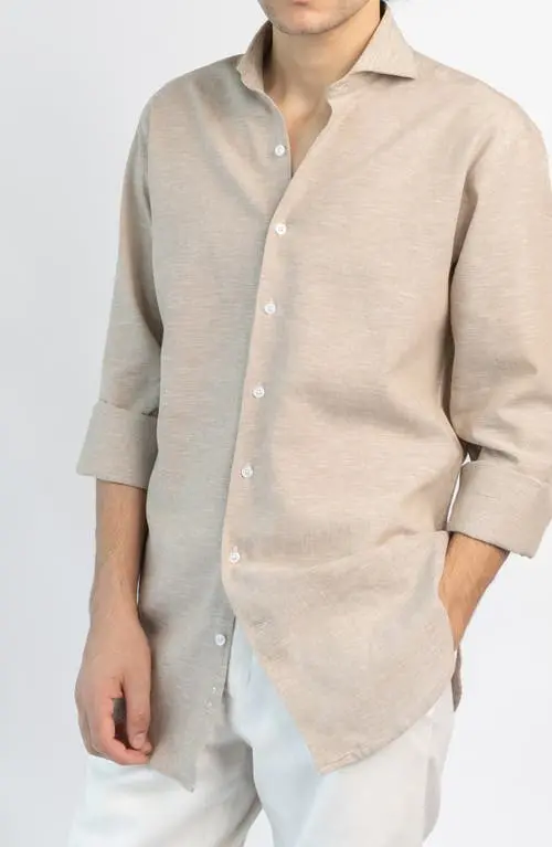 BRISK Modern Cotton Linen Shirt - Tan