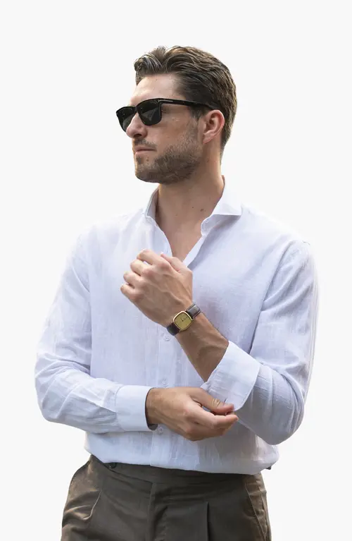 BRISK Modern Cotton Linen Shirt - White