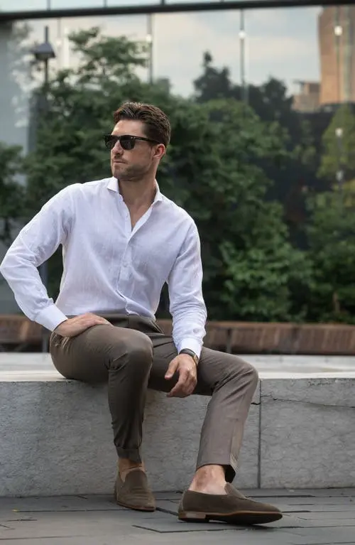 BRISK Modern Cotton Linen Shirt - White