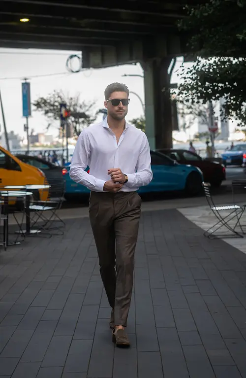 BRISK Modern Cotton Linen Shirt - White
