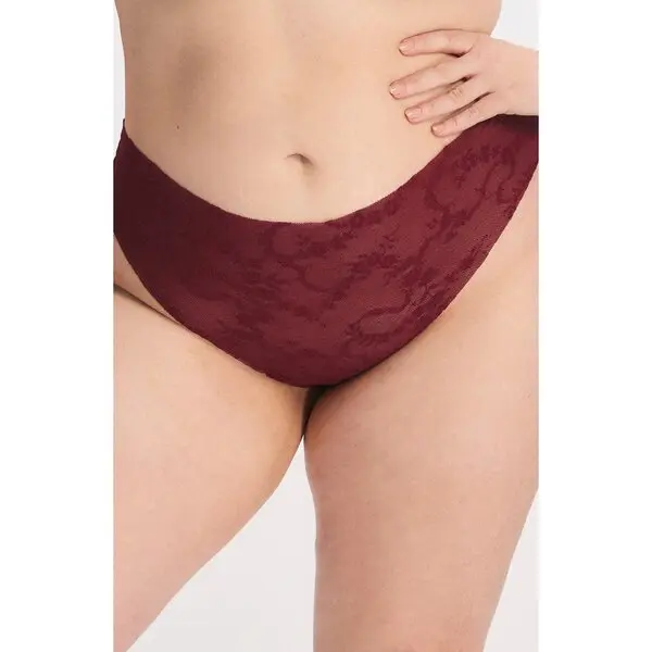 SAVAGE X FENTY No-show Lace Thong - Dark Cherry