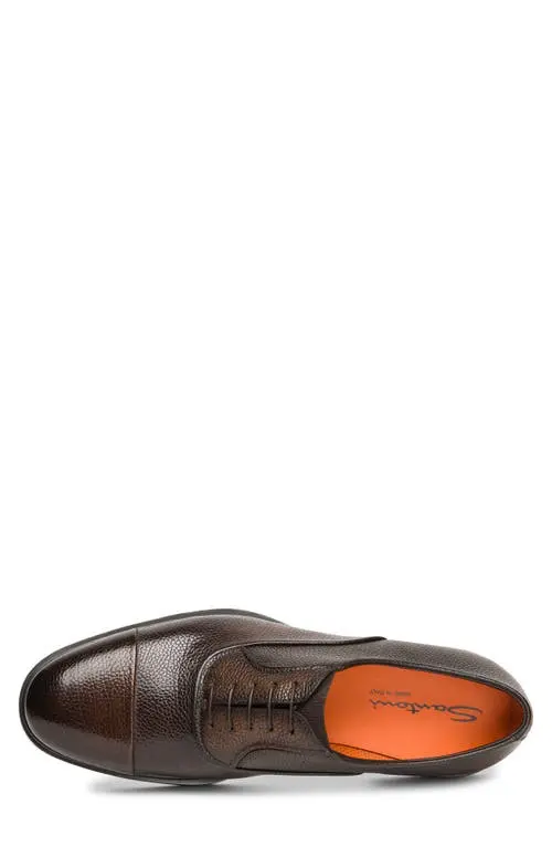 Santoni Pebbled Leather Cap Toe Oxford