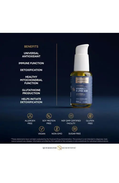 QUICKSILVER SCIENTIFIC Liposomal Vitamin C And R Lipoic Acid Liquid Supplement