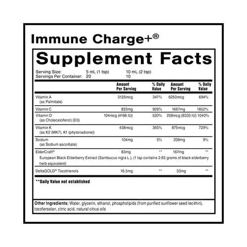 QUICKSILVER SCIENTIFIC Immune Charge Supplement With Elderberry And Vitamins A C D3