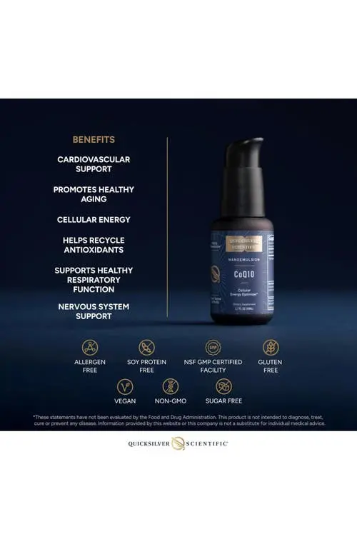 QUICKSILVER SCIENTIFIC Coq10 Nanoemulsion Coenzyme Q10 Liquid Supplement