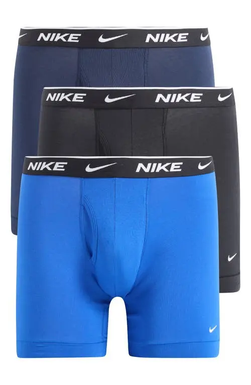 Nike Dri-fit Essential Assorted 3-pack Stretch Cotton Boxer Briefs - Blue/black Assorted
