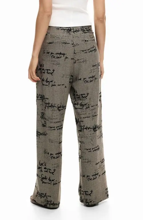 Desigual Check Print Pleated Front Trousers