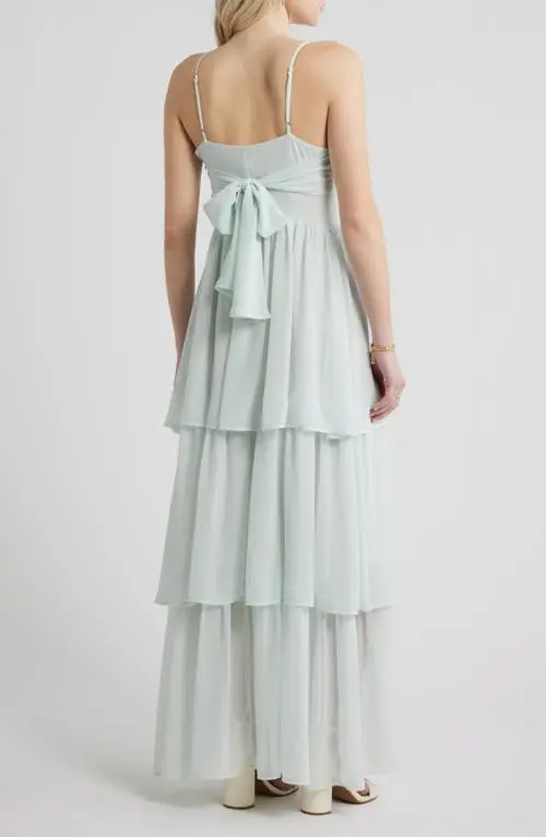Bp. Tiered Chiffon Maxi Cocktail Dress - Green Cloud