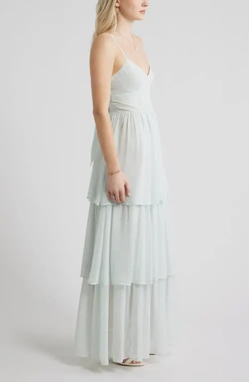 Bp. Tiered Chiffon Maxi Cocktail Dress - Green Cloud