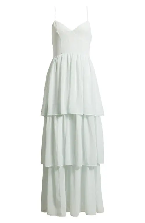 Bp. Tiered Chiffon Maxi Cocktail Dress - Green Cloud