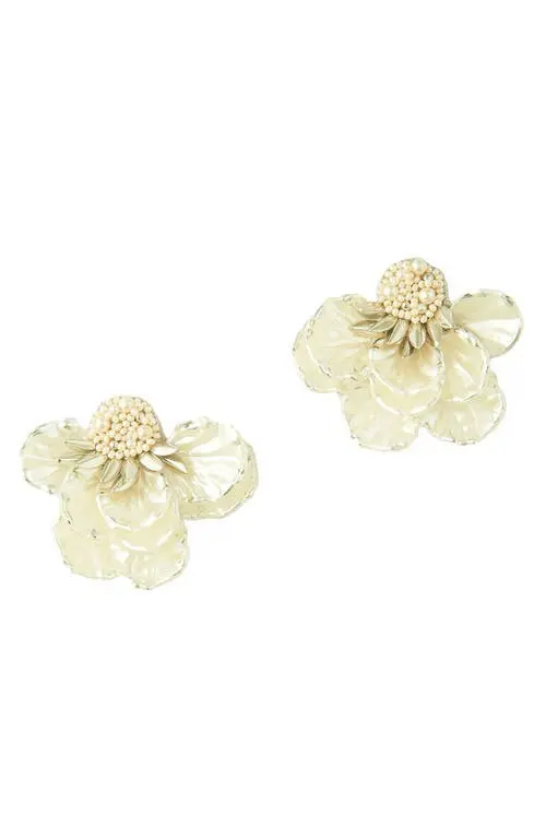 Deepa Gurnani Wally Floral Faux Pearl Drop Earrings - Silver