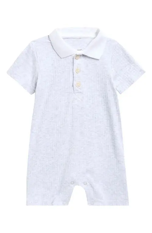 LITTLE ME Rib Polo Romper - Grey